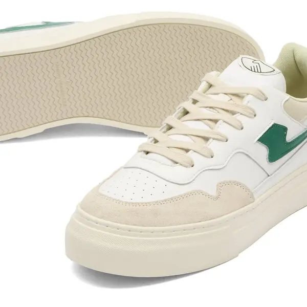 S.W.C STEPNEY WORKERS CLUB Pearl S-strike Leather Sneakers - White/spring Green