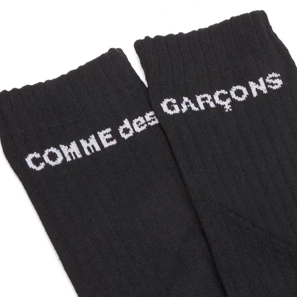 Comme Des Garçons Logo Crew Socks - Black
