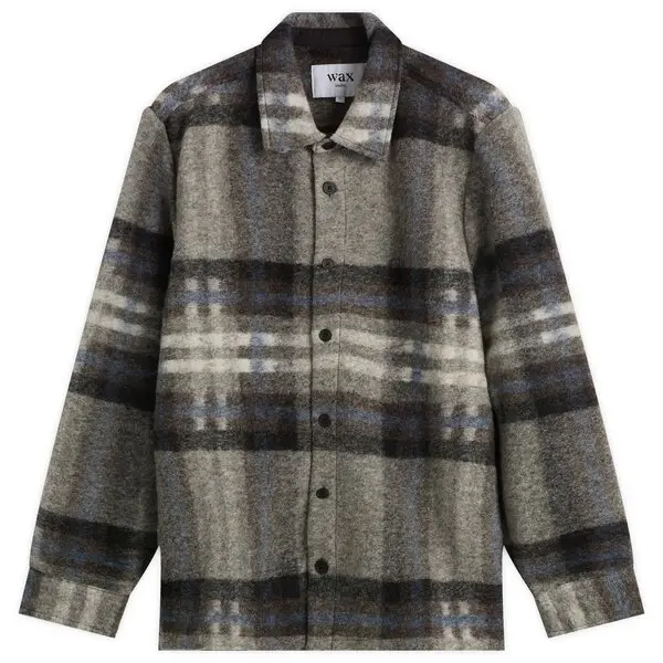WAX LONDON Nolan Wool Check Overshirt - Grey/blue