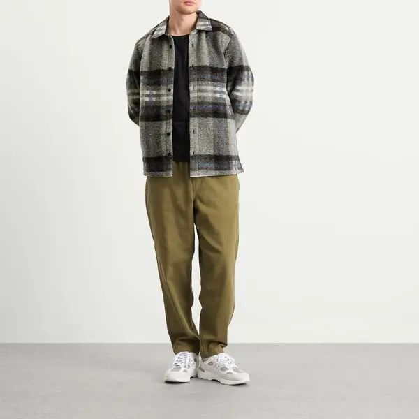 WAX LONDON Nolan Wool Check Overshirt - Grey/blue