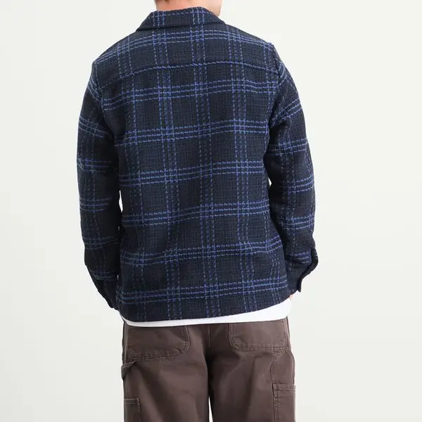WAX LONDON Whiting Skate Check Overshirt - Navy/blue