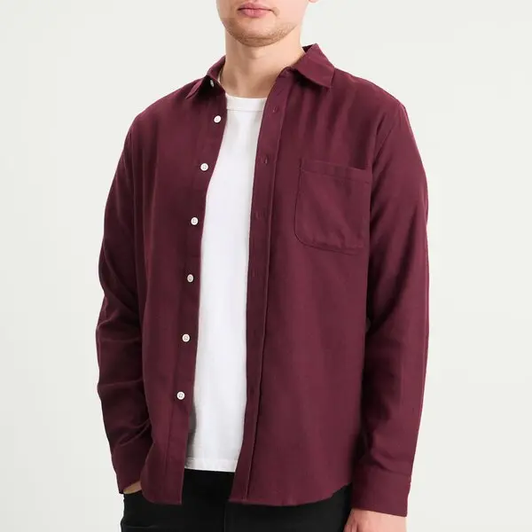 Portuguese Flannel Teca Flannel Shirt - Bordeaux
