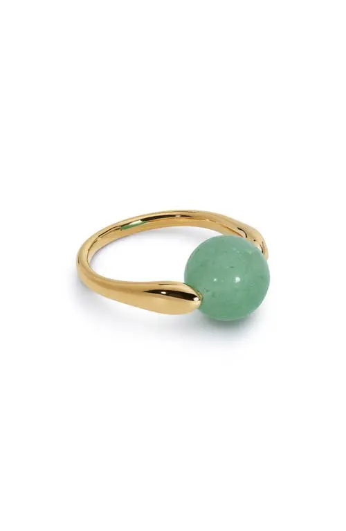 Monica Vinader X Kate Young Round Stone Ring - 18ct Gold Vermeil /green Av