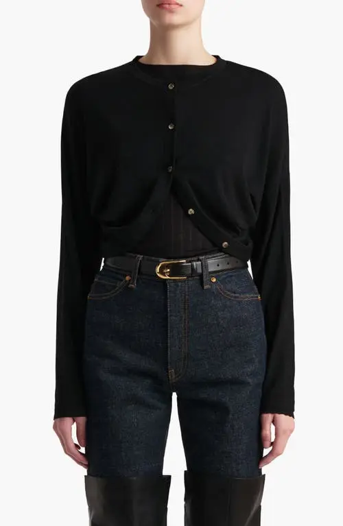 Khaite Finn Wool Blend Cropped Cardigan - Black