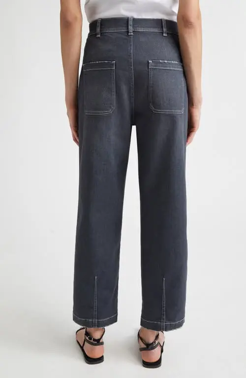 Eleventy Pintuck Stretch Denim Wide Leg Pants