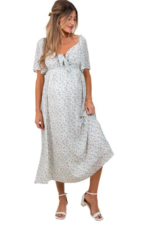 PINKBLUSH Floral Front Tie Midi Dress
