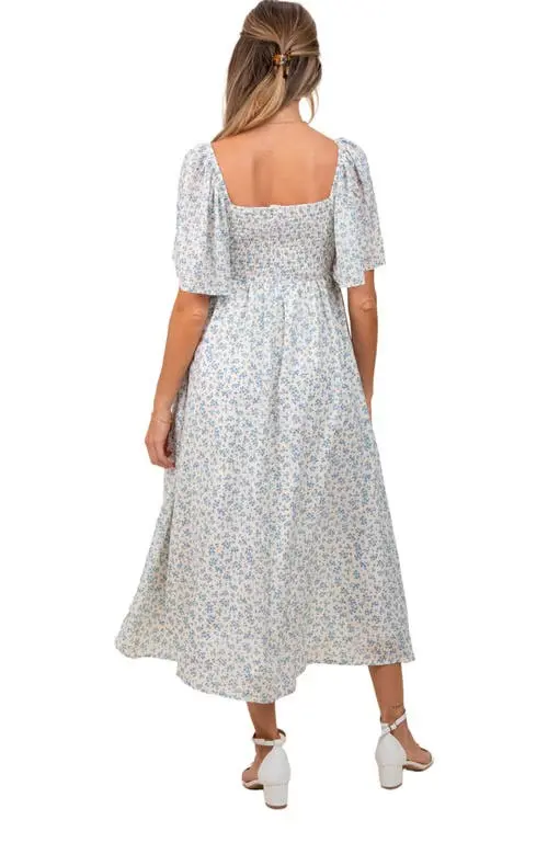 PINKBLUSH Floral Front Tie Midi Dress