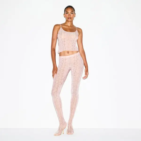 SKIMS Milky Sheer Footed Legging - Rose Pastel Snake Print