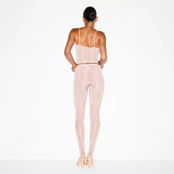 SKIMS Milky Sheer Footed Legging - Rose Pastel Snake Print