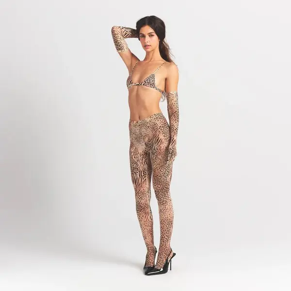 SKIMS Milky Sheer Footed Legging - Sand Multi Animal