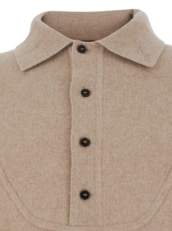 Jacquemus Wool Sweater With Polo Collar And Ribbed Details - Beige