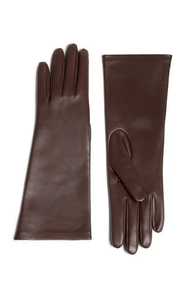 Khaite Remo Mid Leather Gloves - Brown