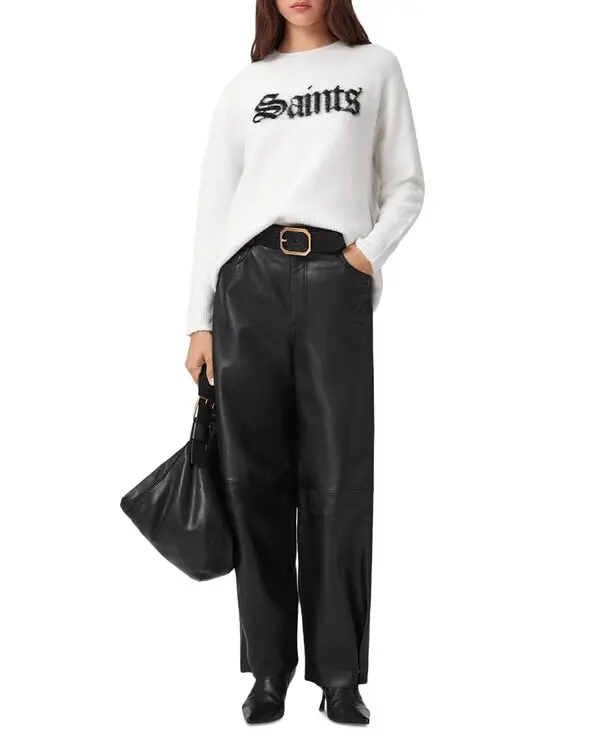 ALLSAINTS Jet Lea Leather Barrel Pants