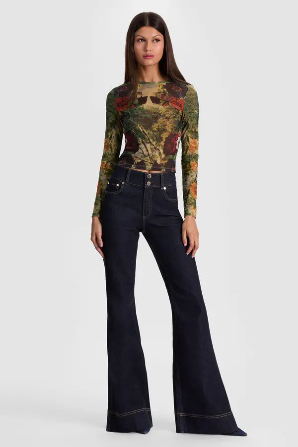 Alice + Olivia Delaina Printed Mesh Top