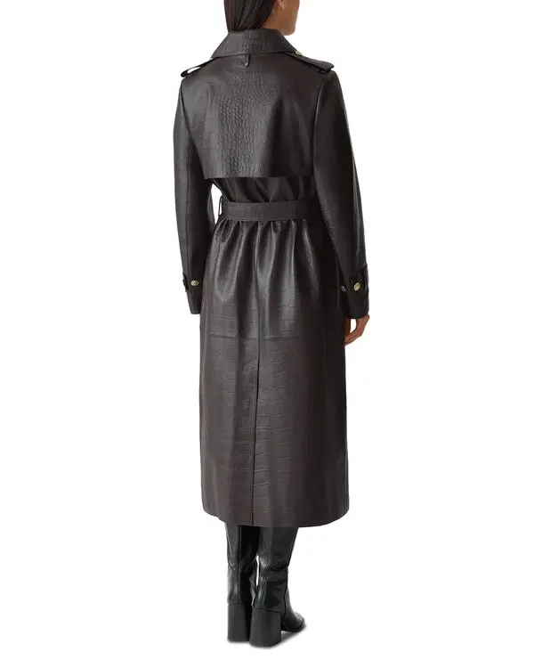Mackage Gael Croc Embossed Leather Trench Coat
