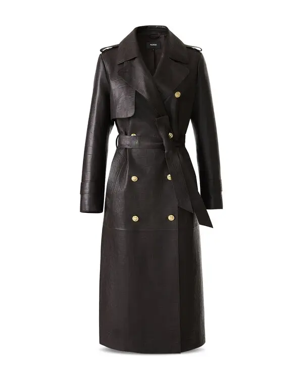 Mackage Gael Croc Embossed Leather Trench Coat
