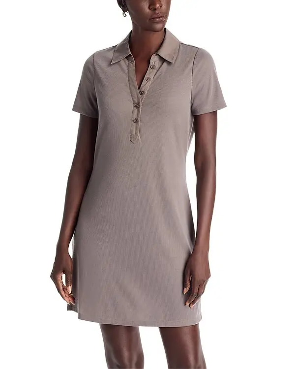 SINGLE THREAD Ribbed Knit Dress With Woven Placket - Castlerock