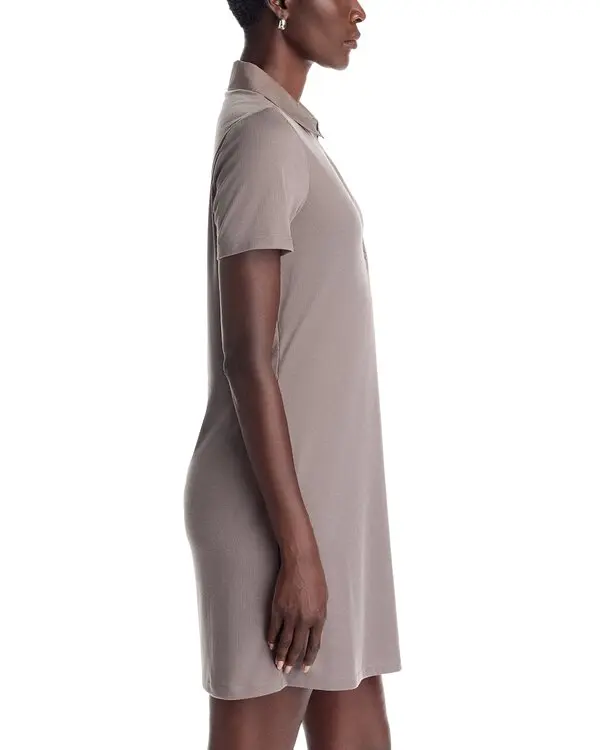 SINGLE THREAD Ribbed Knit Dress With Woven Placket - Castlerock