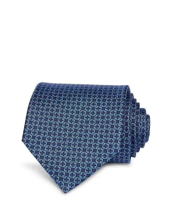 Bloomingdale'S Geo Print Silk Neck Tie - Navy/ Blue