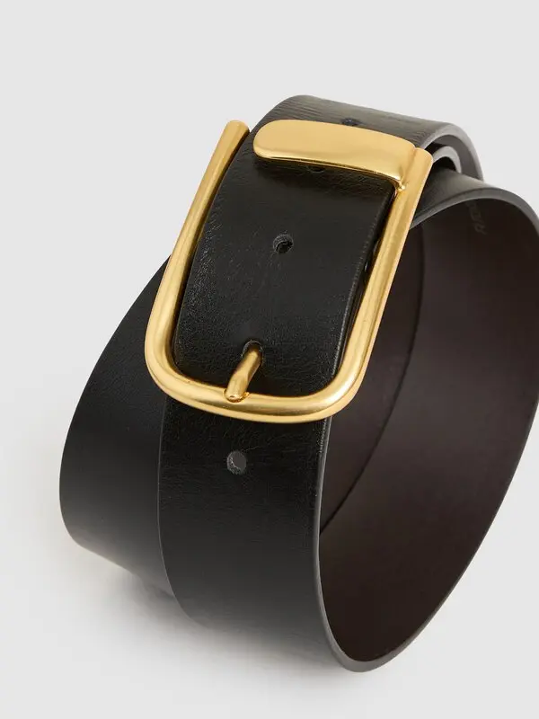 REISS Iyla Leather Belt - Black