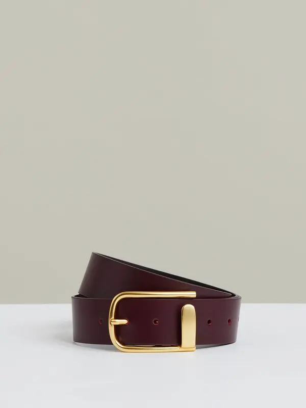 REISS Iyla Leather Belt - Burgundy