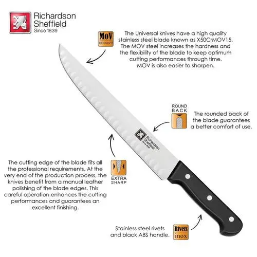 RICHARDSON SHEFFIELD Universal 10-inch Butcher Knife With Notches