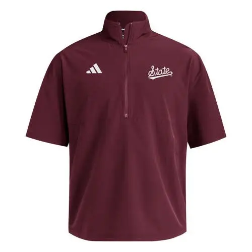 Adidas Mississippi State Bulldogs Short Sleeve Quarter-zip Pullover - Maroon