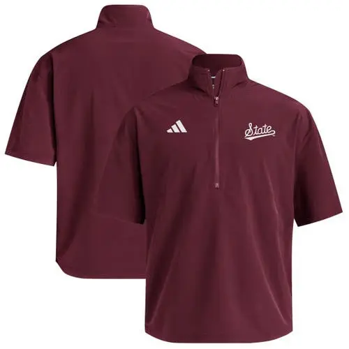 Adidas Mississippi State Bulldogs Short Sleeve Quarter-zip Pullover - Maroon