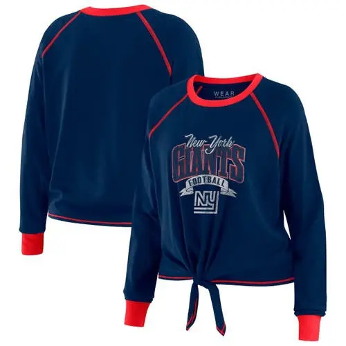 WEAR BY ERIN ANDREWS New York Giants Tie-front Long Sleeve Top - Royal