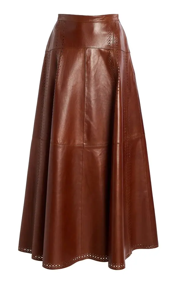 Ulla Johnson Aninda Laser-cut Leather Midi Skirt