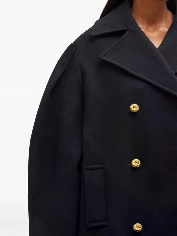 GANNI Balloon-sleeve Double-breasted Coat
