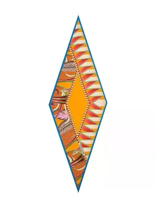 FERRAGAMO Flowers And Butterflies Print Diamond Scarf - Orange