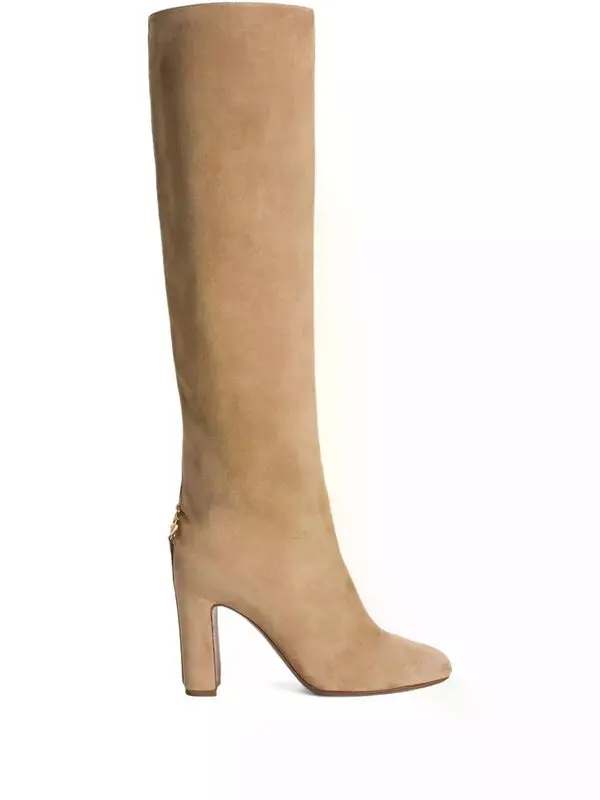 Dolce & Gabbana Suede Block Heel Boots - Neutrals