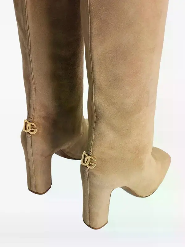 Dolce & Gabbana Suede Block Heel Boots - Neutrals