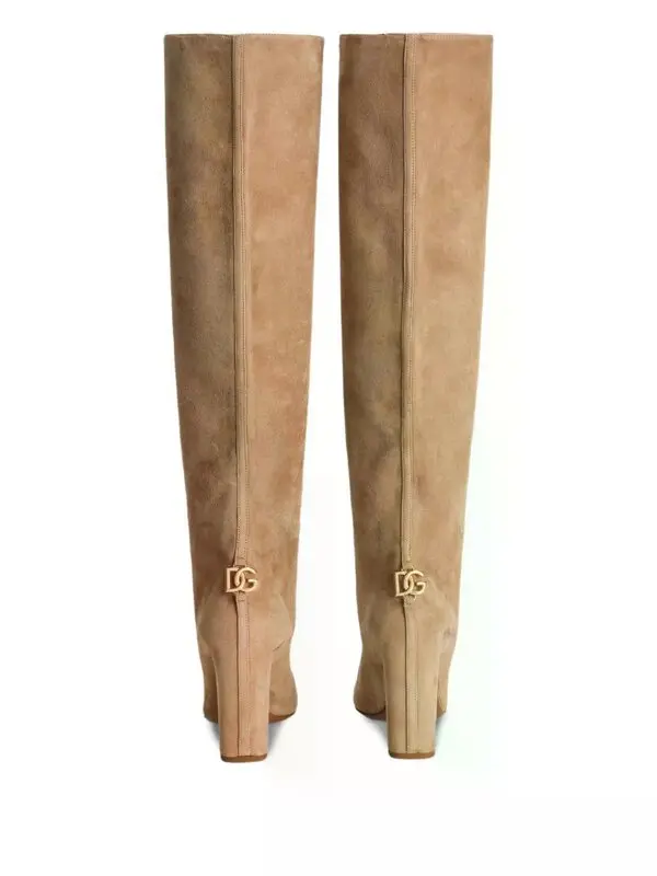Dolce & Gabbana Suede Block Heel Boots - Neutrals