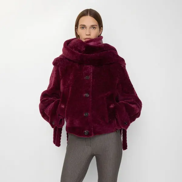 Burberry Detachable Scarf Shearling Jacket
