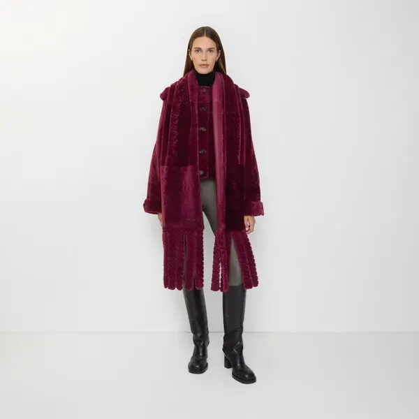 Burberry Detachable Scarf Shearling Jacket
