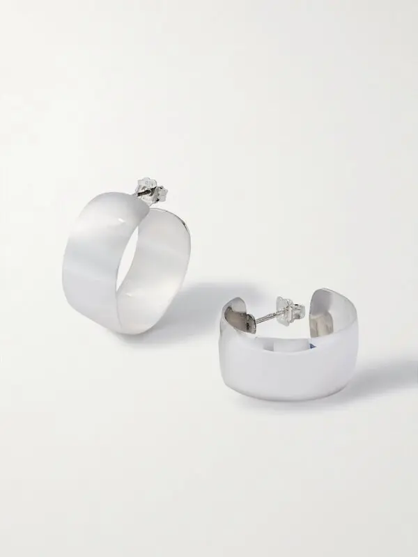 LOREN STEWART Midi Dome Sterling Hoop Earrings - Silver