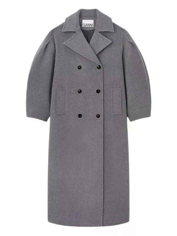 GANNI Balloon-sleeved Double-breasted Coat