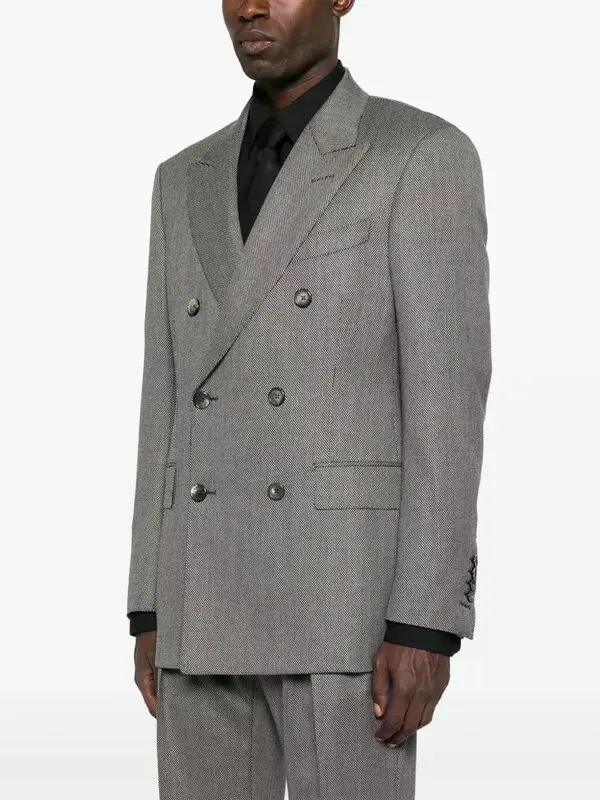 TOM FORD Double-breasted Wool Blazer - Grey