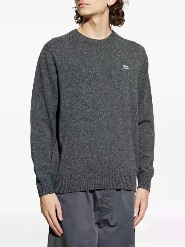 Lacoste Crocodile-embroidered Wool Sweater - Grey