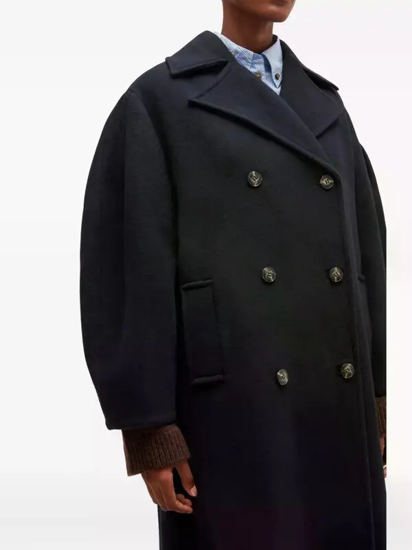 GANNI Balloon-sleeved Double-breasted Coat