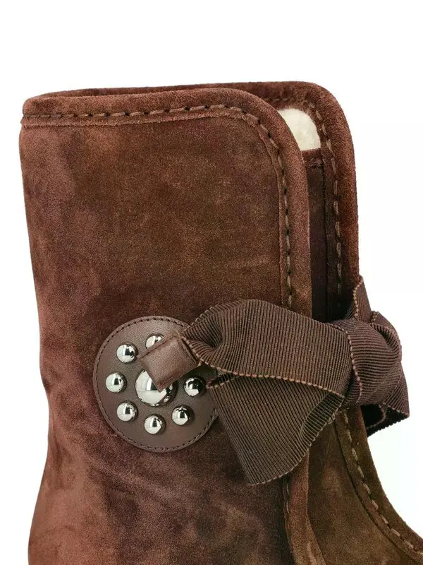 Valentino Garavani Bow-embellished Suede Boots