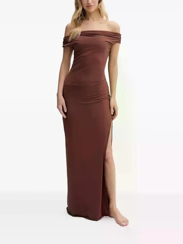 Bond Eye Off-shoulder Side-split Maxi Dress