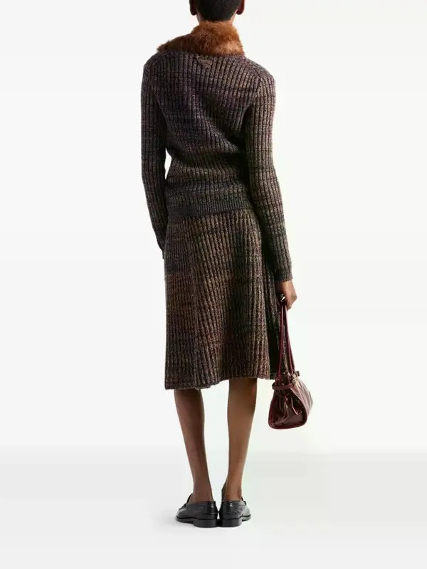 Prada Rib-knit V-neck Cardigan - Blue