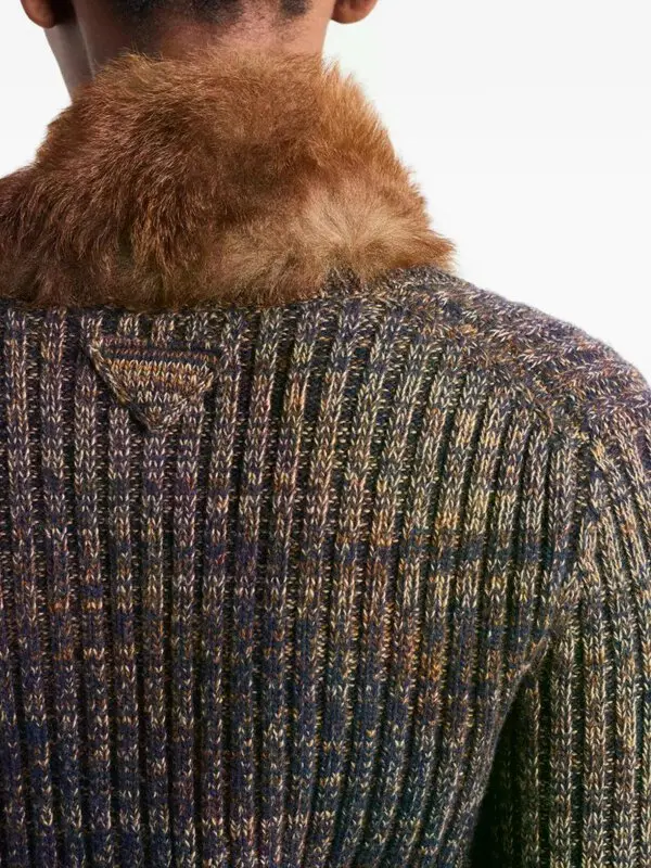 Prada Rib-knit V-neck Cardigan - Blue