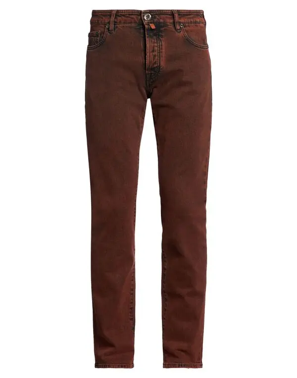 MOORER Military Cotton Elastane Tapered Jeans - Brown
