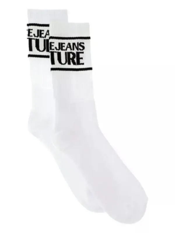Versace Logo-jacquard Socks - White