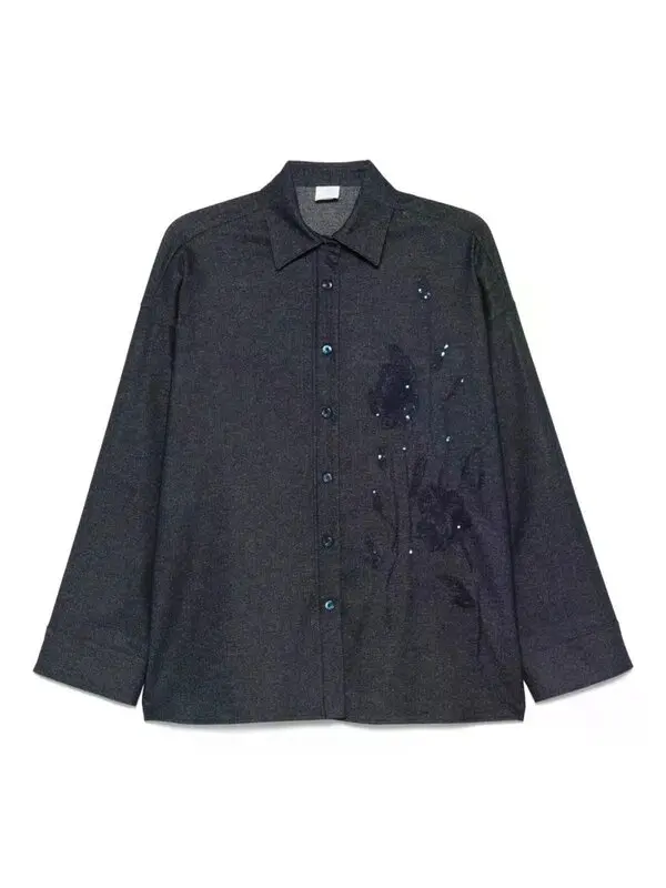 Eleventy Sequin-embellished Wool-blend Shirt