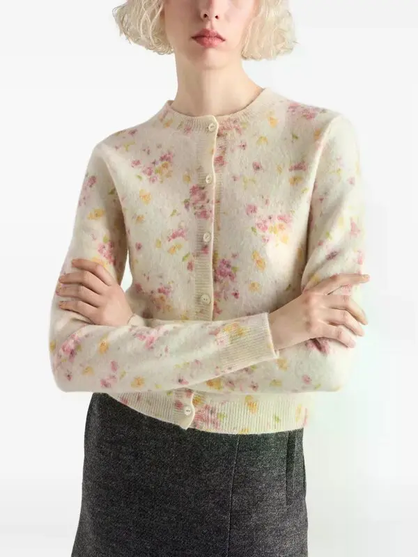 Prada Floral-pattern Cardigan